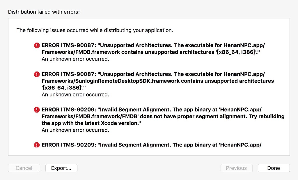 打包上线时报 unsupported architectures - iOS - 融云开发者帮助中心